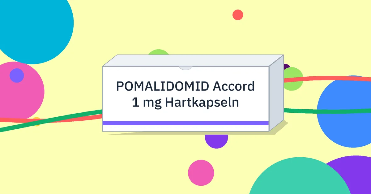 Symbolbild: Packung mit der Aufschrift POMALIDOMID Accord 1 mg Hartkapseln (PZN 19633481) – Verfügbarkeit und Bezug in Apotheken in Frankfurt am Main
