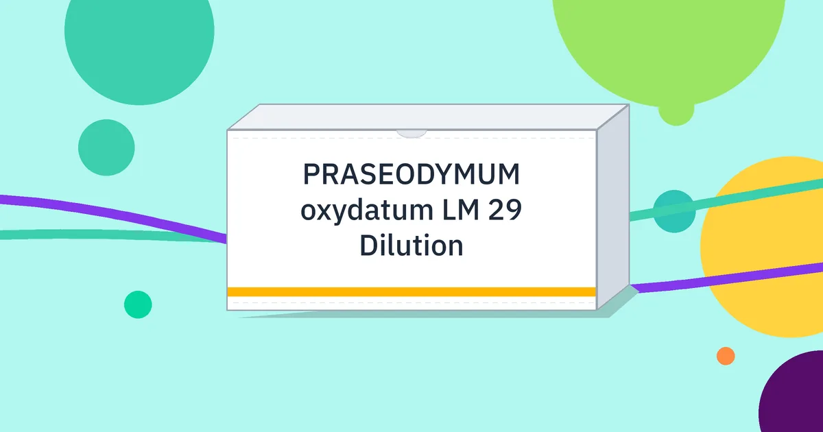 Symbolbild: Packung mit der Aufschrift PRASEODYMUM oxydatum LM 29 Dilution (PZN 13666775) – Verfügbarkeit und Bezug in Apotheken in Frankfurt am Main