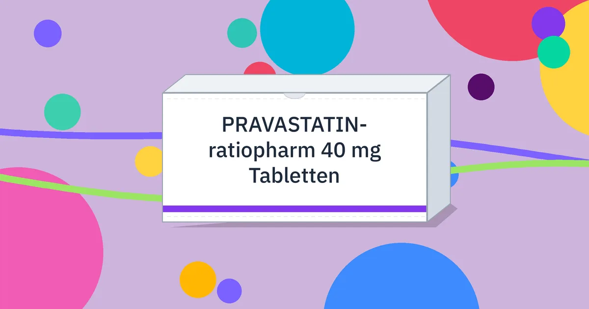 Symbolbild: Packung mit der Aufschrift PRAVASTATIN-ratiopharm 40 mg Tabletten (PZN 00848693) – Verfügbarkeit und Bezug in Apotheken in Frankfurt am Main