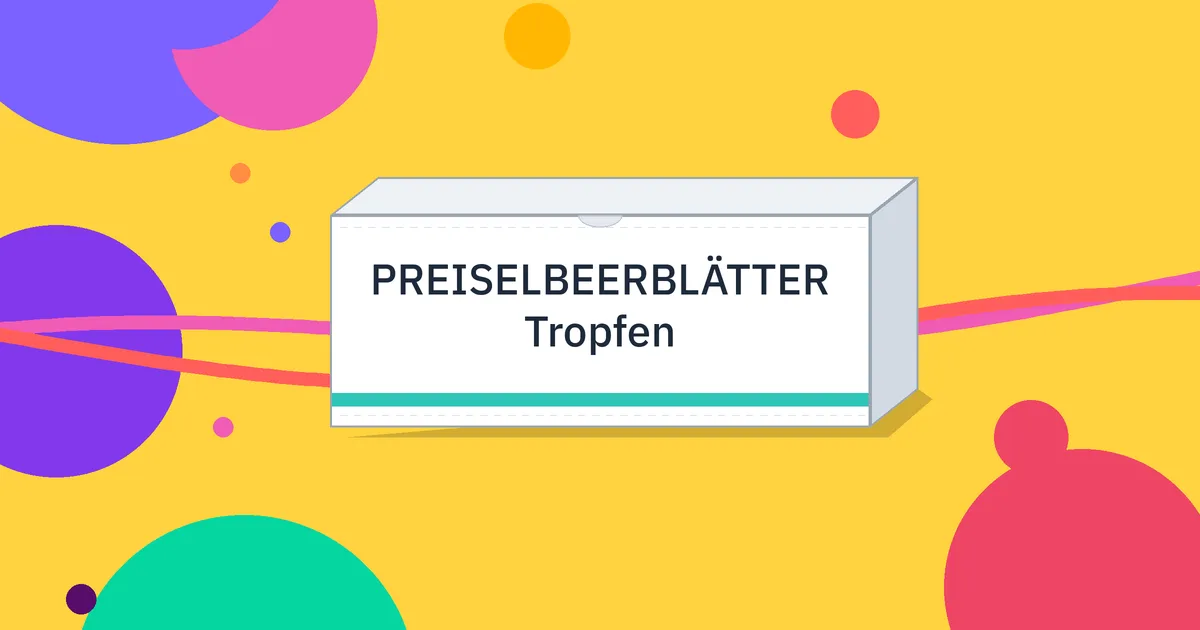 Symbolbild: Packung mit der Aufschrift PREISELBEERBLÄTTER Tropfen (PZN 17555707) – Verfügbarkeit und Bezug in Apotheken in Frankfurt am Main