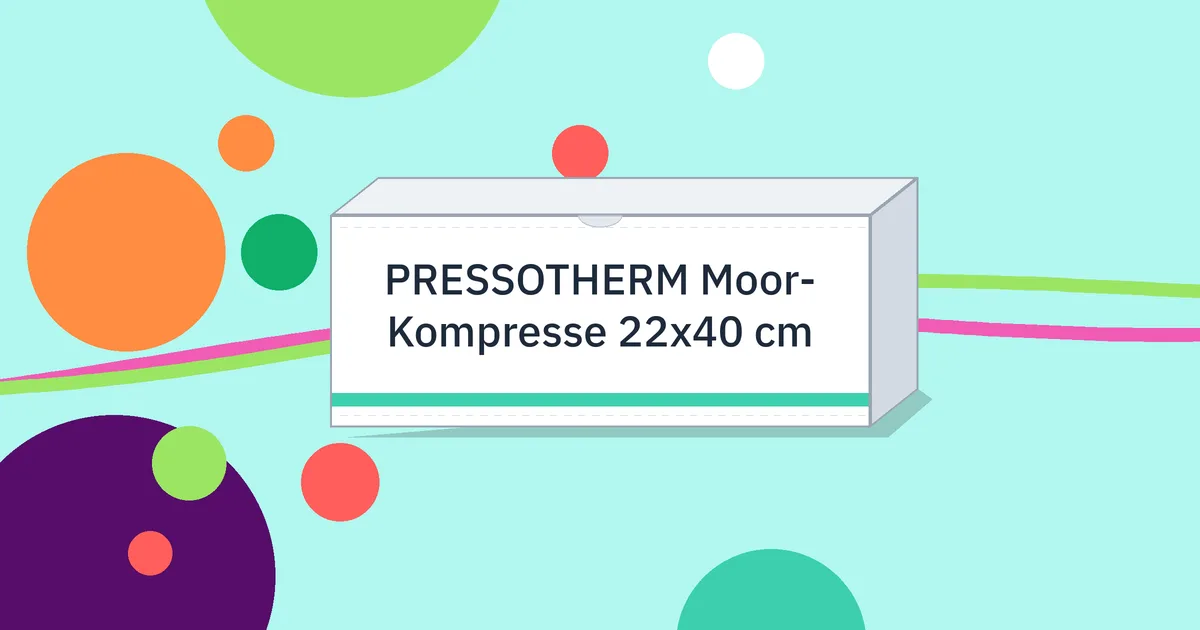 Symbolbild: Packung mit der Aufschrift PRESSOTHERM Moor-Kompresse 22x40 cm (PZN 09920162) – Verfügbarkeit und Bezug in Apotheken in Frankfurt am Main