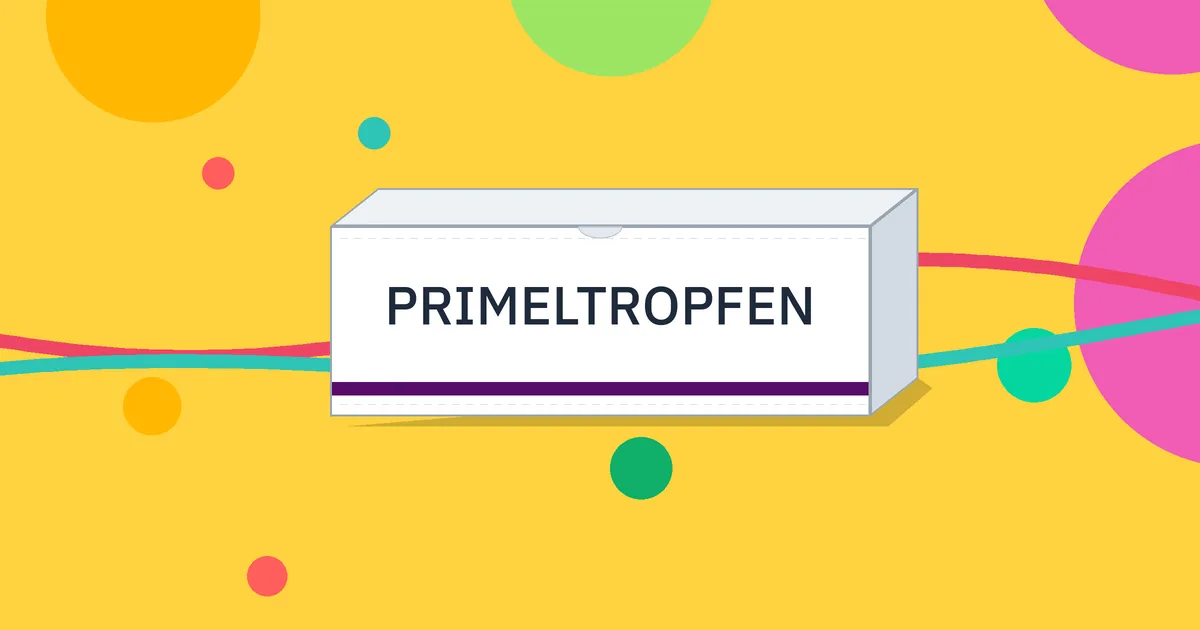 Symbolbild: Packung mit der Aufschrift PRIMELTROPFEN (PZN 11052980) – Verfügbarkeit und Bezug in Apotheken in Frankfurt am Main