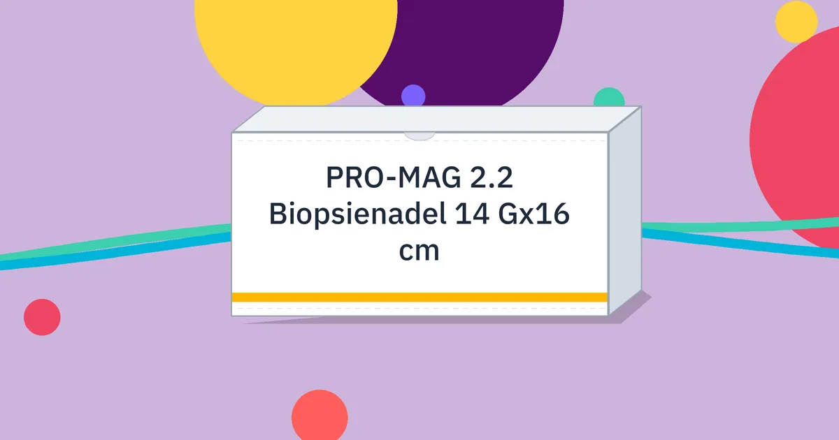 Symbolbild: Packung mit der Aufschrift PRO-MAG 2.2 Biopsienadel 14 Gx16 cm (PZN 06768386) – Verfügbarkeit und Bezug in Apotheken in Frankfurt am Main