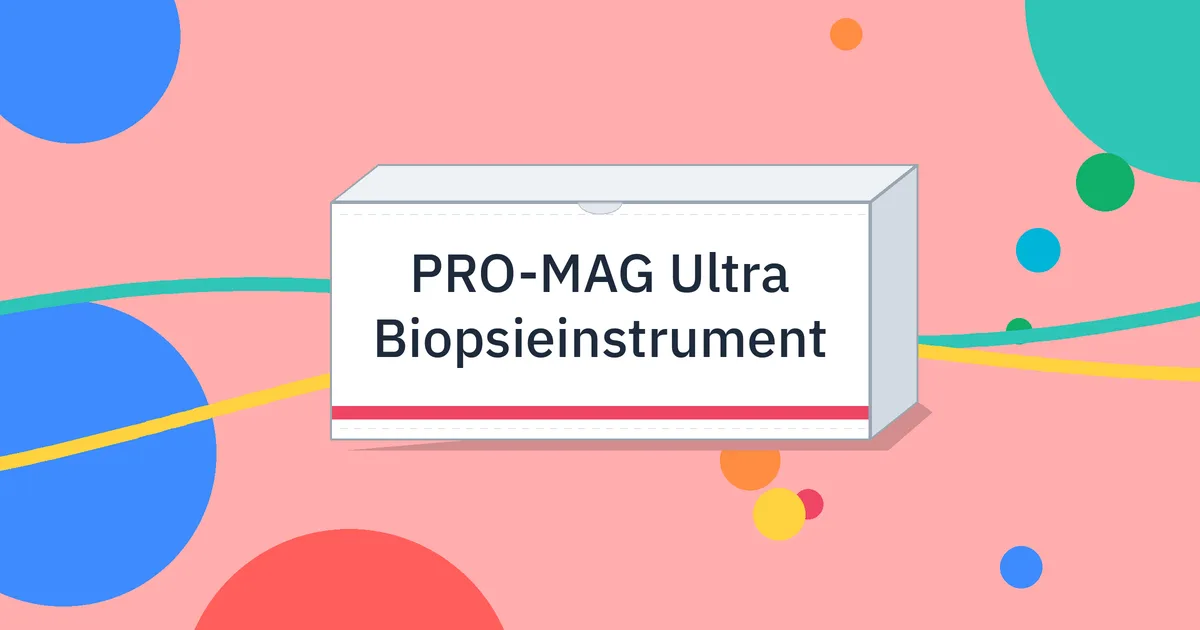 Symbolbild: Packung mit der Aufschrift PRO-MAG Ultra Biopsieinstrument (PZN 06769339) – Verfügbarkeit und Bezug in Apotheken in Frankfurt am Main