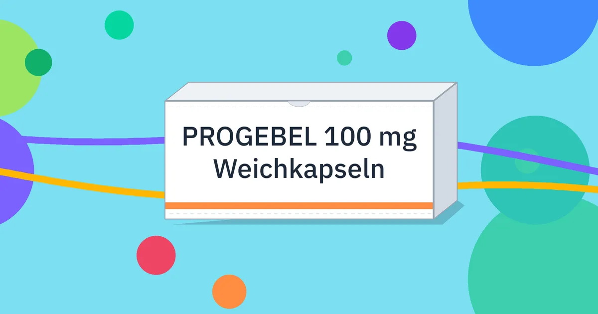 Symbolbild: Packung mit der Aufschrift PROGEBEL 100 mg Weichkapseln (PZN 18380463) – Verfügbarkeit und Bezug in Apotheken in Frankfurt am Main