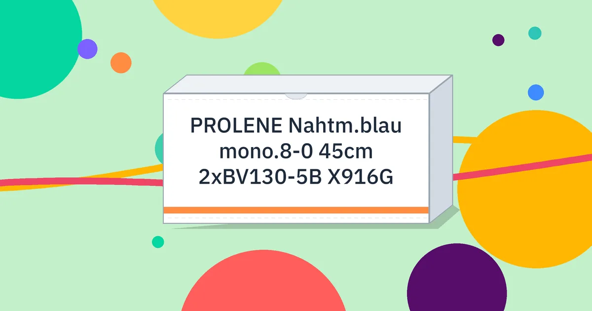 Symbolbild: Packung mit der Aufschrift PROLENE Nahtm.blau mono.8-0 45cm 2xBV130-5B X916G (PZN 20852805) – Verfügbarkeit und Bezug in Apotheken in Frankfurt am Main