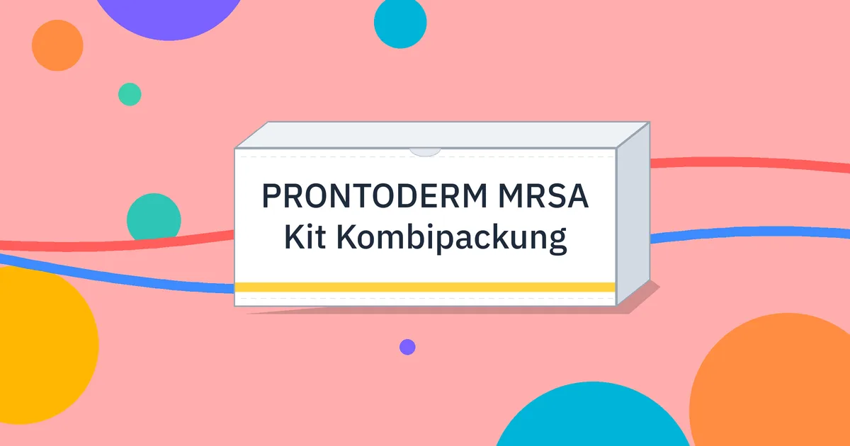 Symbolbild: Packung mit der Aufschrift PRONTODERM MRSA Kit Kombipackung (PZN 09890337) – Verfügbarkeit und Bezug in Apotheken in Frankfurt am Main
