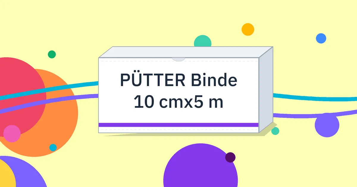 Symbolbild: Packung mit der Aufschrift PÜTTER Binde 10 cmx5 m (PZN 20352528) – Verfügbarkeit und Bezug in Apotheken in Frankfurt am Main