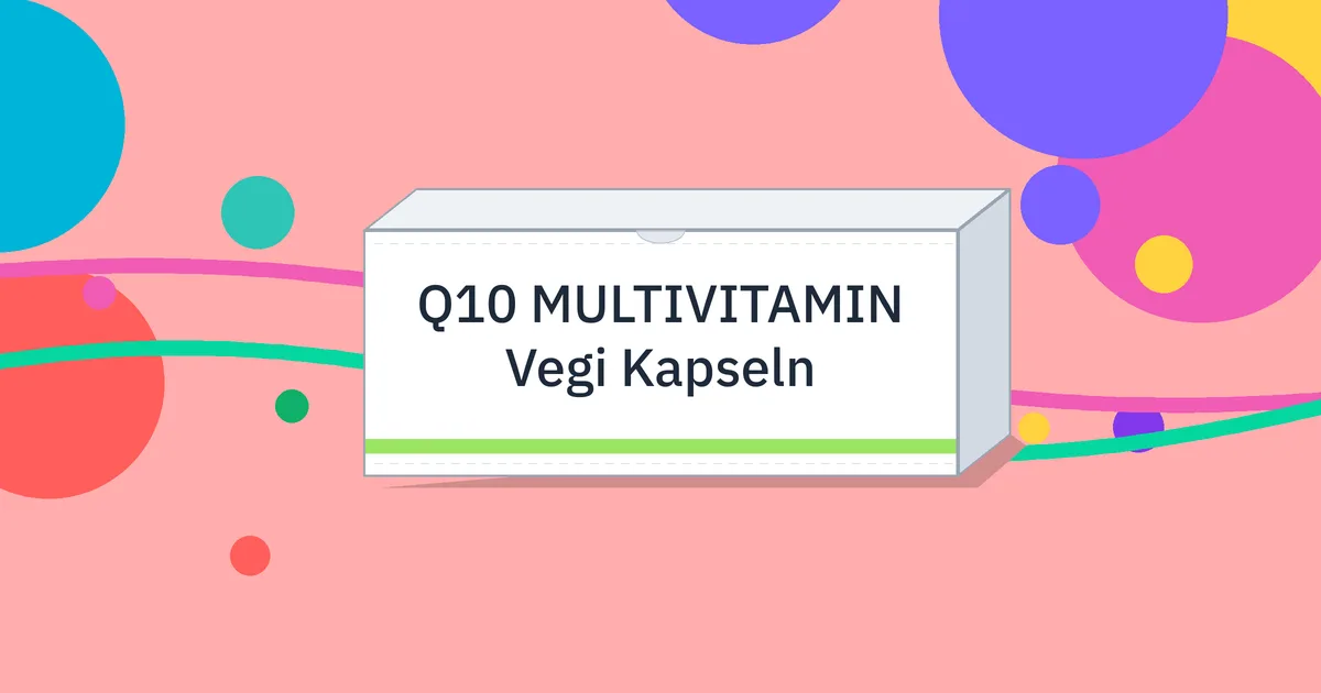Symbolbild: Packung mit der Aufschrift Q10 MULTIVITAMIN Vegi Kapseln (PZN 03868710) – Verfügbarkeit und Bezug in Apotheken in Frankfurt am Main