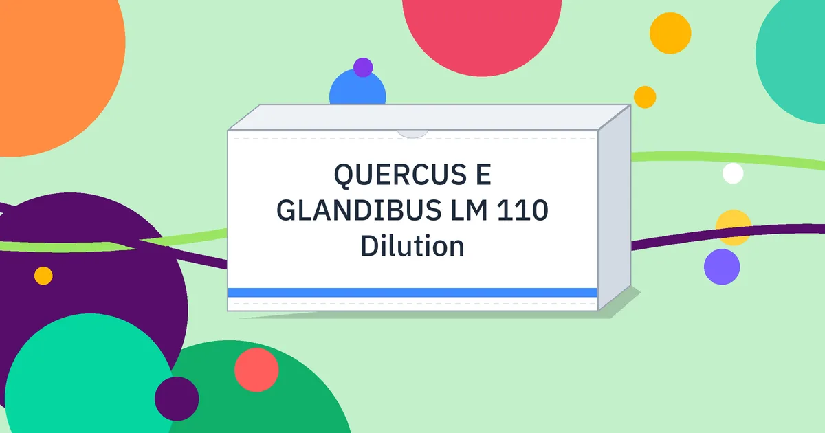 Symbolbild: Packung mit der Aufschrift QUERCUS E GLANDIBUS LM 110 Dilution (PZN 13674898) – Verfügbarkeit und Bezug in Apotheken in Frankfurt am Main