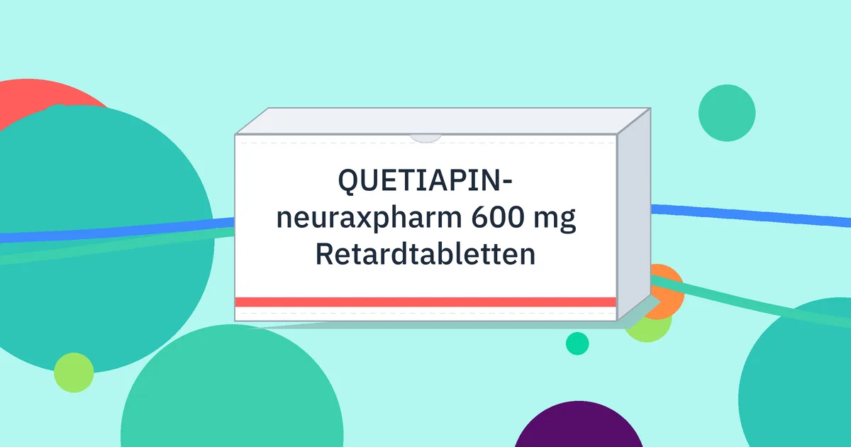 Symbolbild: Packung mit der Aufschrift QUETIAPIN-neuraxpharm 600 mg Retardtabletten (PZN 16398370) – Verfügbarkeit und Bezug in Apotheken in Frankfurt am Main