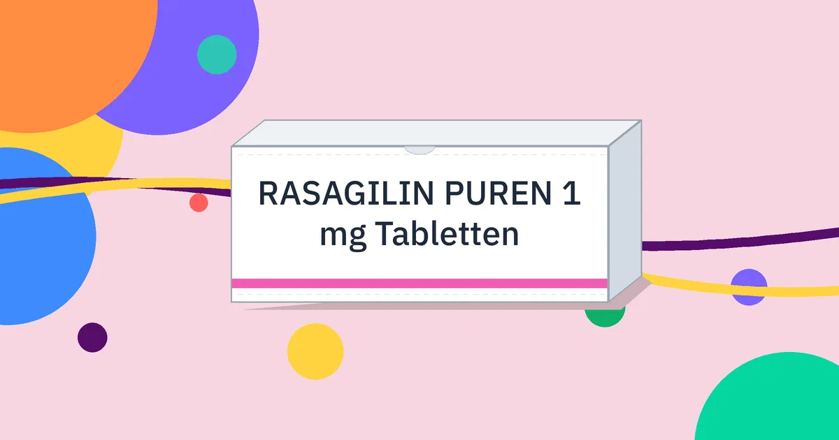 Symbolbild: Packung mit der Aufschrift RASAGILIN PUREN 1 mg Tabletten (PZN 11537714) – Verfügbarkeit und Bezug in Apotheken in Frankfurt am Main