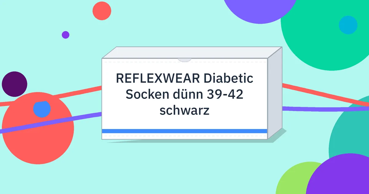 Symbolbild: Packung mit der Aufschrift REFLEXWEAR Diabetic Socken dünn 39-42 schwarz (PZN 14400826) – Verfügbarkeit und Bezug in Apotheken in Frankfurt am Main