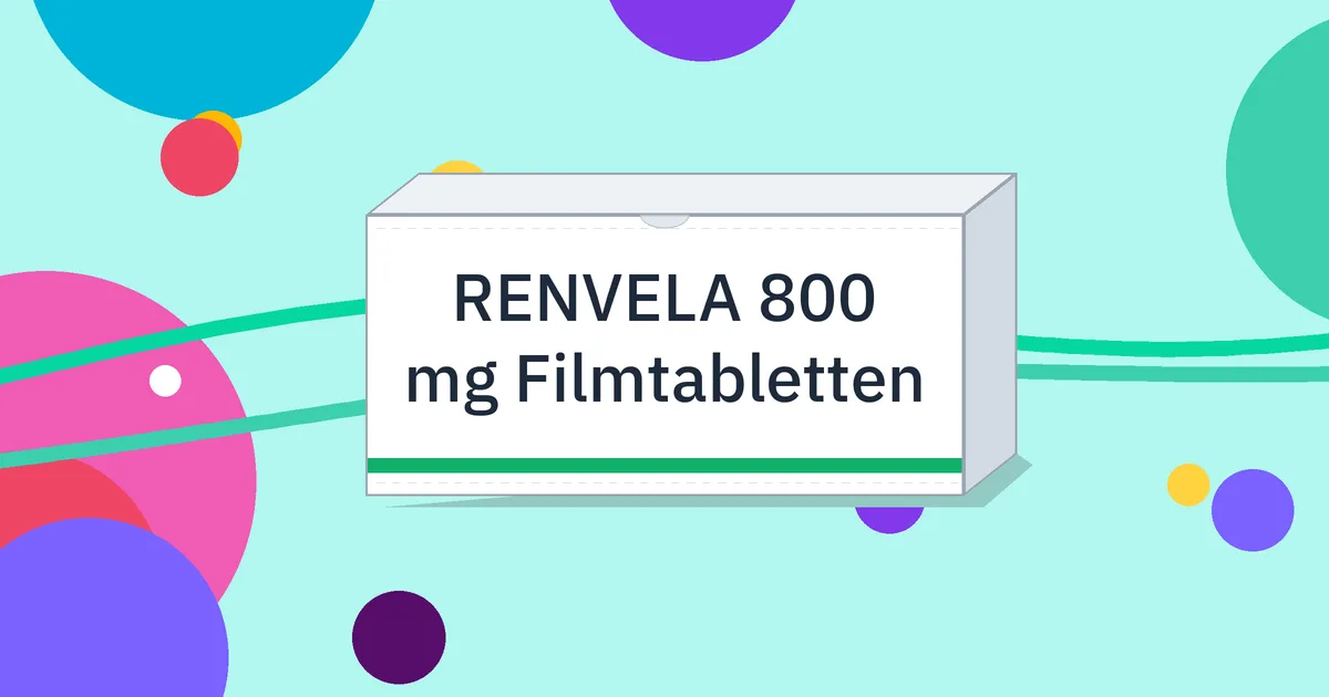 Symbolbild: Packung mit der Aufschrift RENVELA 800 mg Filmtabletten (PZN 13781855) – Verfügbarkeit und Bezug in Apotheken in Frankfurt am Main