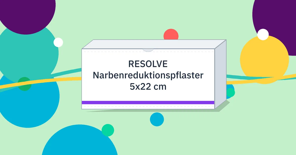 Symbolbild: Packung mit der Aufschrift RESOLVE Narbenreduktionspflaster 5x22 cm (PZN 19207235) – Verfügbarkeit und Bezug in Apotheken in Frankfurt am Main