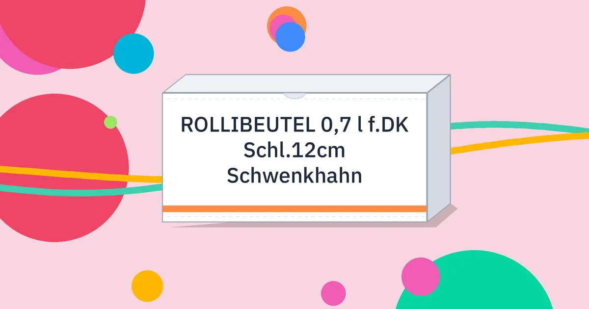 Symbolbild: Packung mit der Aufschrift ROLLIBEUTEL 0,7 l f.DK Schl.12cm Schwenkhahn (PZN 06095326) – Verfügbarkeit und Bezug in Apotheken in Frankfurt am Main
