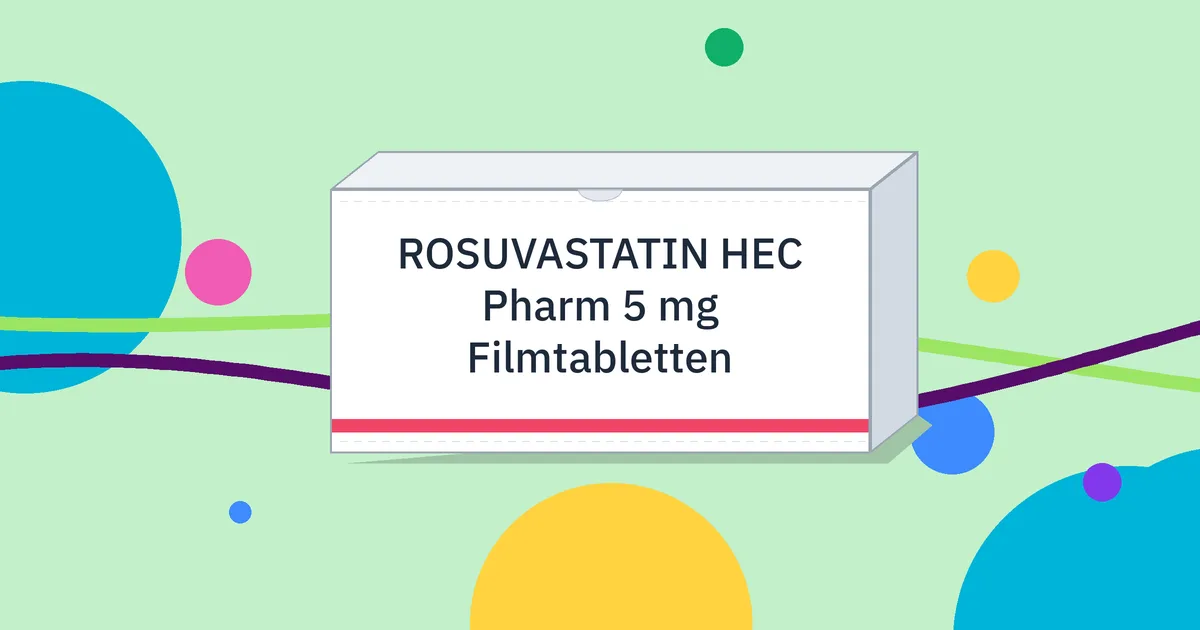 Symbolbild: Packung mit der Aufschrift ROSUVASTATIN HEC Pharm 5 mg Filmtabletten (PZN 16598198) – Verfügbarkeit und Bezug in Apotheken in Frankfurt am Main