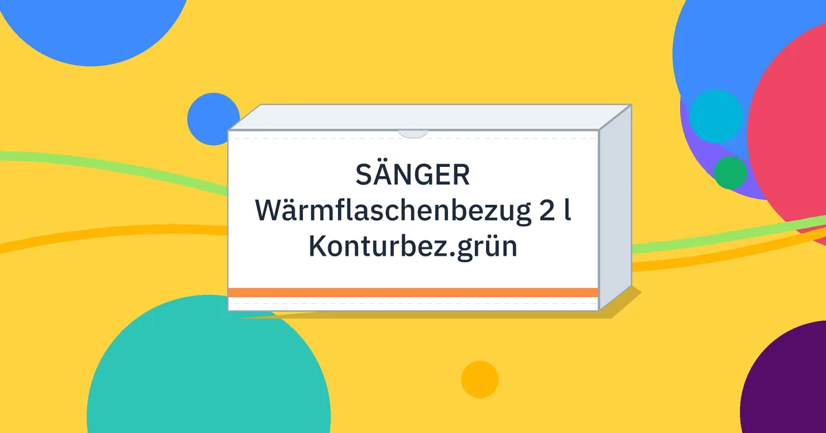 Symbolbild: Packung mit der Aufschrift SÄNGER Wärmflaschenbezug 2 l Konturbez.grün (PZN 07423063) – Verfügbarkeit und Bezug in Apotheken in Frankfurt am Main