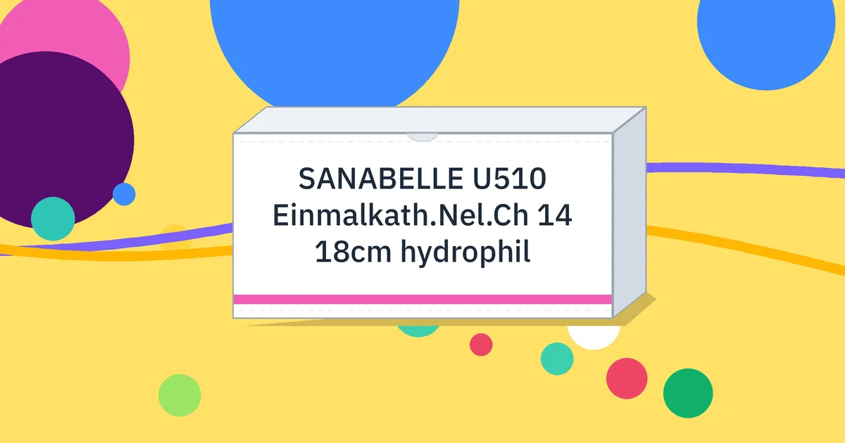 Symbolbild: Packung mit der Aufschrift SANABELLE U510 Einmalkath.Nel.Ch 14 18cm hydrophil (PZN 15269593) – Verfügbarkeit und Bezug in Apotheken in Frankfurt am Main