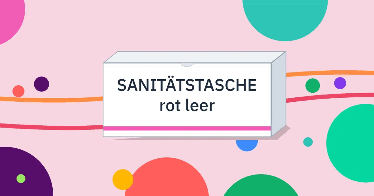 Symbolbild: Packung mit der Aufschrift SANITÄTSTASCHE rot leer (PZN 02785436) – Verfügbarkeit und Bezug in Apotheken in Frankfurt am Main