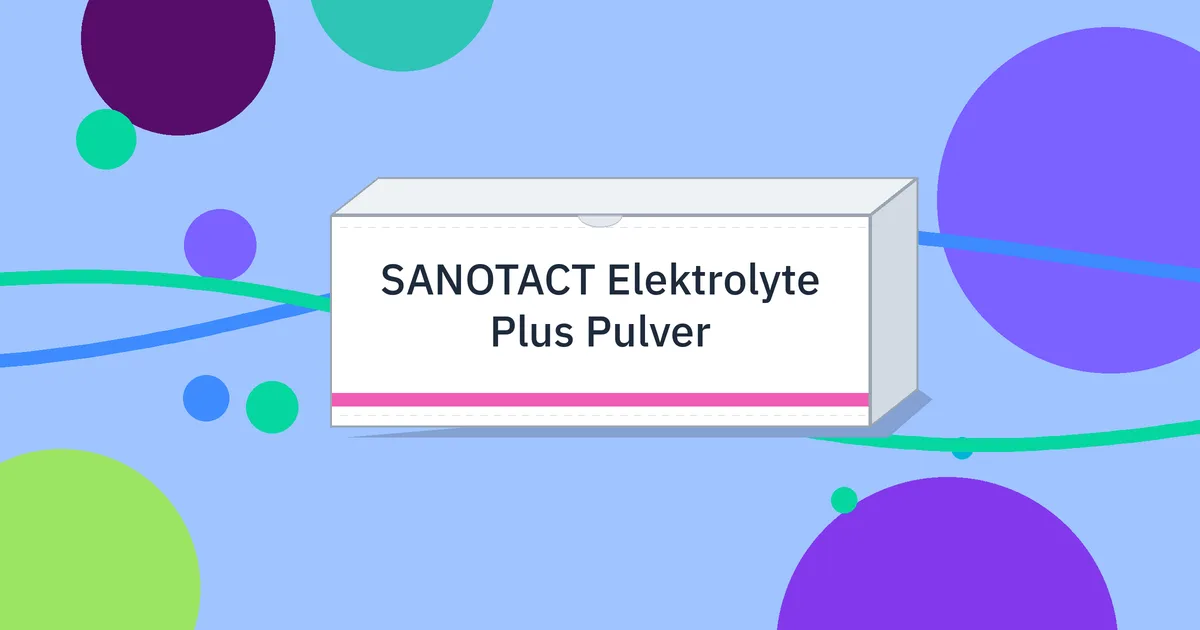 Symbolbild: Packung mit der Aufschrift SANOTACT Elektrolyte Plus Pulver (PZN 19465664) – Verfügbarkeit und Bezug in Apotheken in Frankfurt am Main