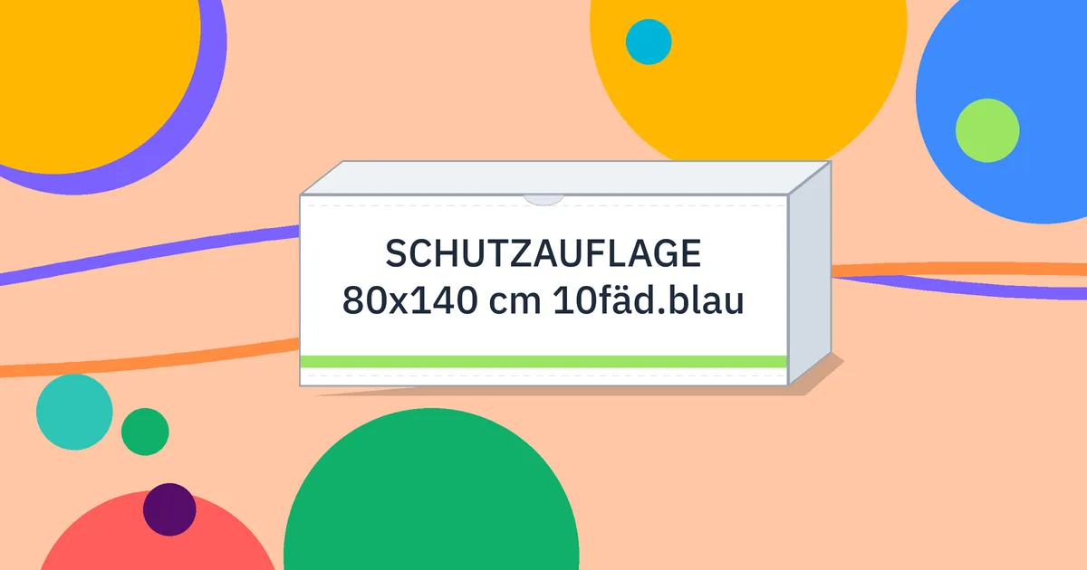 Symbolbild: Packung mit der Aufschrift SCHUTZAUFLAGE 80x140 cm 10fäd.blau (PZN 11683918) – Verfügbarkeit und Bezug in Apotheken in Frankfurt am Main