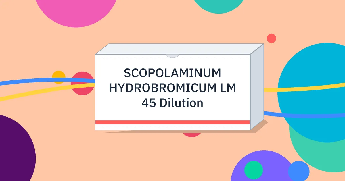 Symbolbild: Packung mit der Aufschrift SCOPOLAMINUM HYDROBROMICUM LM 45 Dilution (PZN 13691566) – Verfügbarkeit und Bezug in Apotheken in Frankfurt am Main