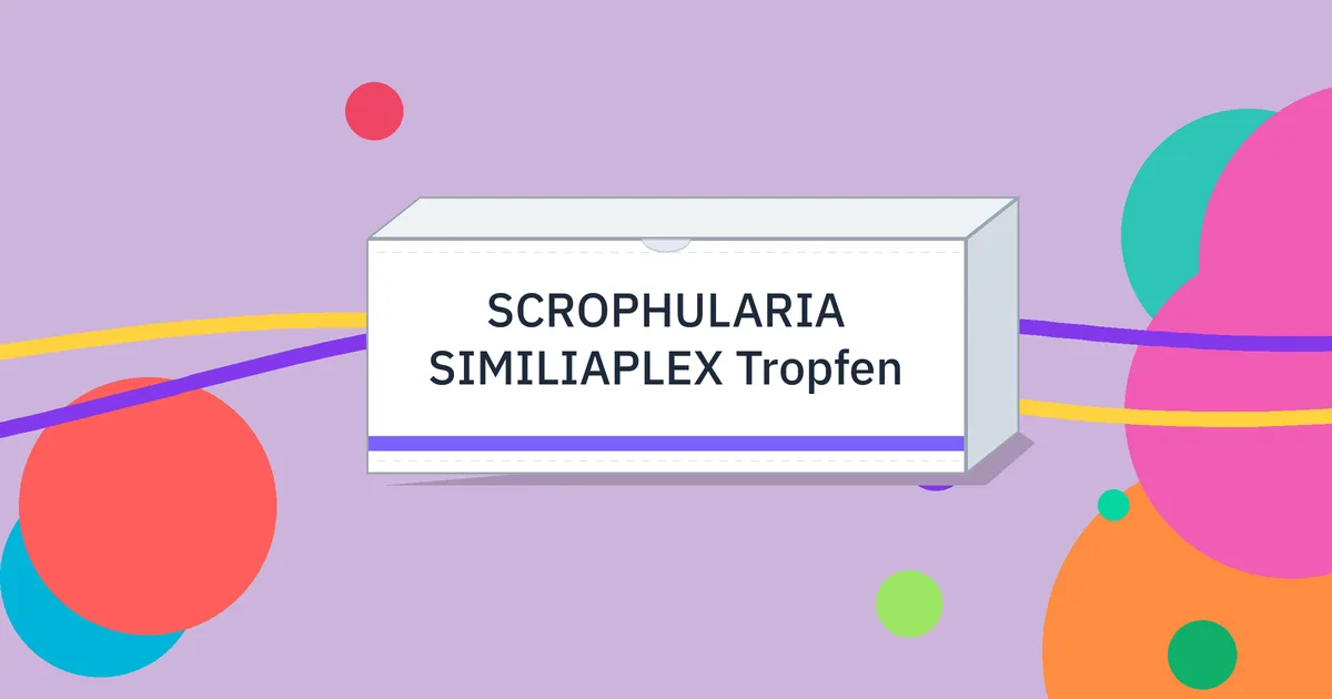 Symbolbild: Packung mit der Aufschrift SCROPHULARIA SIMILIAPLEX Tropfen (PZN 01354438) – Verfügbarkeit und Bezug in Apotheken in Frankfurt am Main