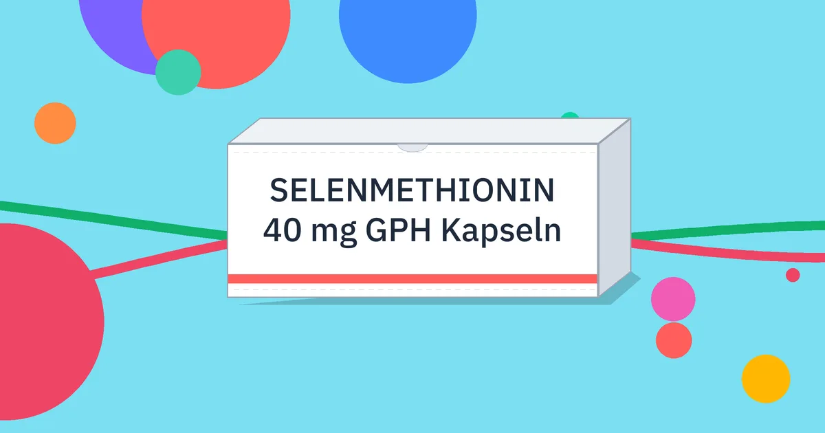Symbolbild: Packung mit der Aufschrift SELENMETHIONIN 40 mg GPH Kapseln (PZN 20857168) – Verfügbarkeit und Bezug in Apotheken in Frankfurt am Main