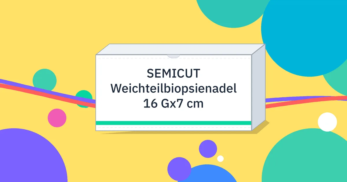 Symbolbild: Packung mit der Aufschrift SEMICUT Weichteilbiopsienadel 16 Gx7 cm (PZN 19735810) – Verfügbarkeit und Bezug in Apotheken in Frankfurt am Main
