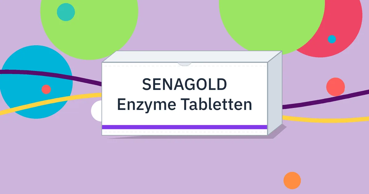 Symbolbild: Packung mit der Aufschrift SENAGOLD Enzyme Tabletten (PZN 06827893) – Verfügbarkeit und Bezug in Apotheken in Frankfurt am Main
