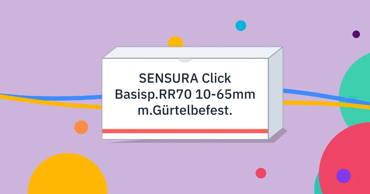 Symbolbild: Packung mit der Aufschrift SENSURA Click Basisp.RR70 10-65mm m.Gürtelbefest. (PZN 07210775) – Verfügbarkeit und Bezug in Apotheken in Frankfurt am Main