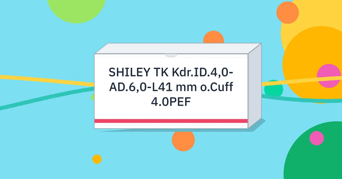 Symbolbild: Packung mit der Aufschrift SHILEY TK Kdr.ID.4,0-AD.6,0-L41 mm o.Cuff 4.0PEF (PZN 16510950) – Verfügbarkeit und Bezug in Apotheken in Frankfurt am Main