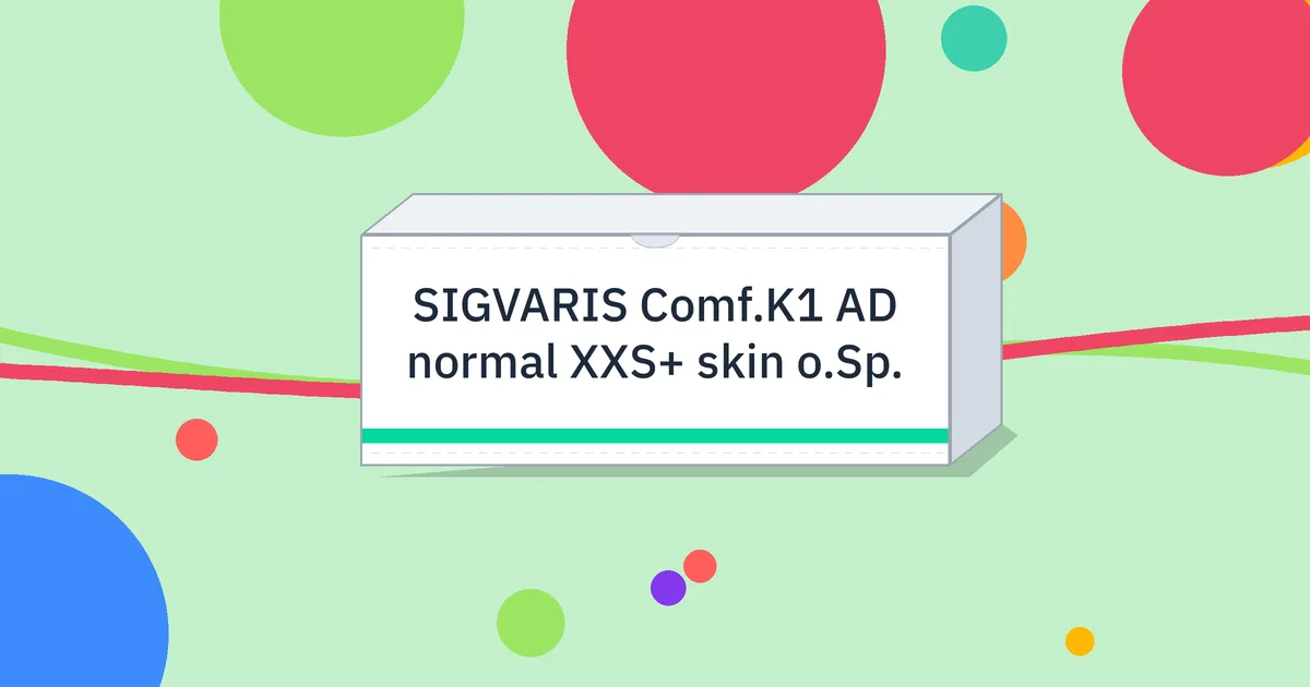 Symbolbild: Packung mit der Aufschrift SIGVARIS Comf.K1 AD normal XXS+ skin o.Sp. (PZN 17093537) – Verfügbarkeit und Bezug in Apotheken in Frankfurt am Main