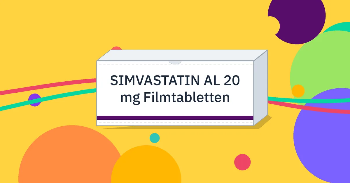 Symbolbild: Packung mit der Aufschrift SIMVASTATIN AL 20 mg Filmtabletten (PZN 04105032) – Verfügbarkeit und Bezug in Apotheken in Frankfurt am Main