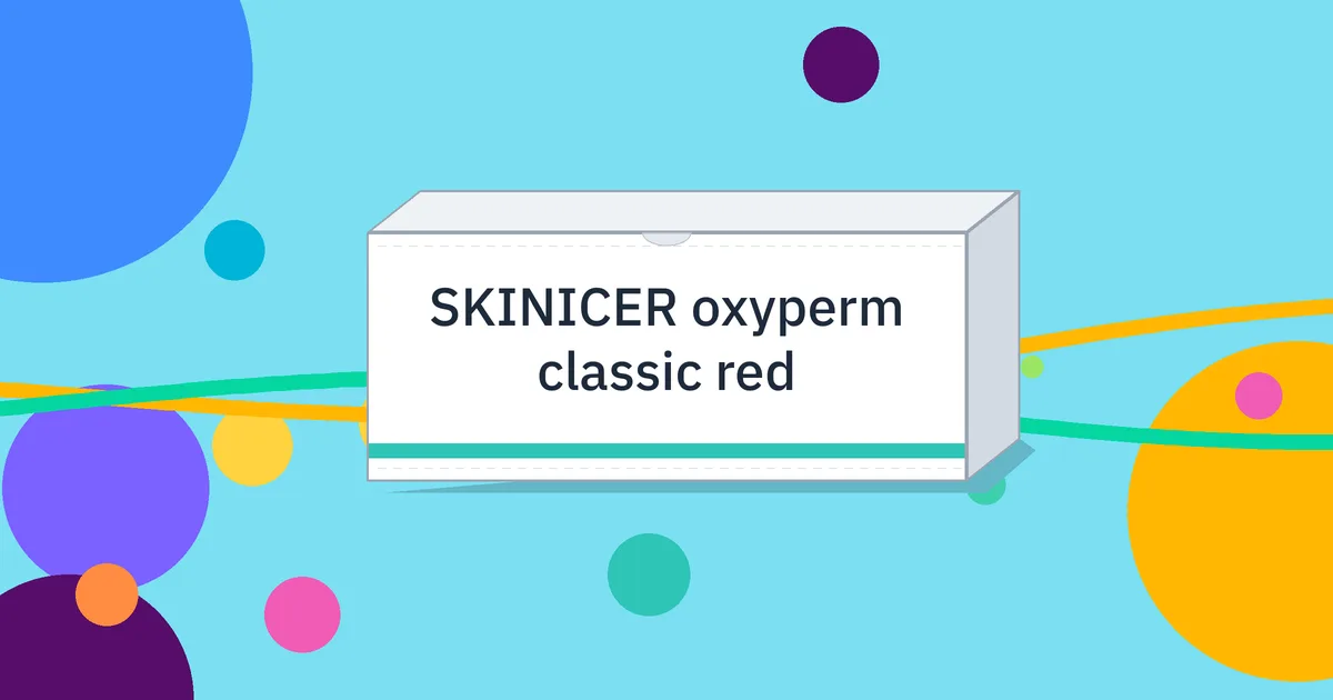 Symbolbild: Packung mit der Aufschrift SKINICER oxyperm classic red (PZN 12454568) – Verfügbarkeit und Bezug in Apotheken in Frankfurt am Main