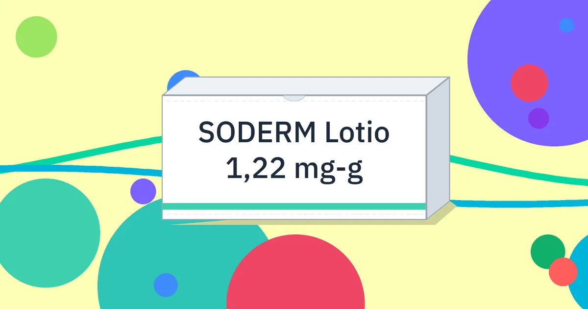 Symbolbild: Packung mit der Aufschrift SODERM Lotio 1,22 mg-g (PZN 00165273) – Verfügbarkeit und Bezug in Apotheken in Frankfurt am Main