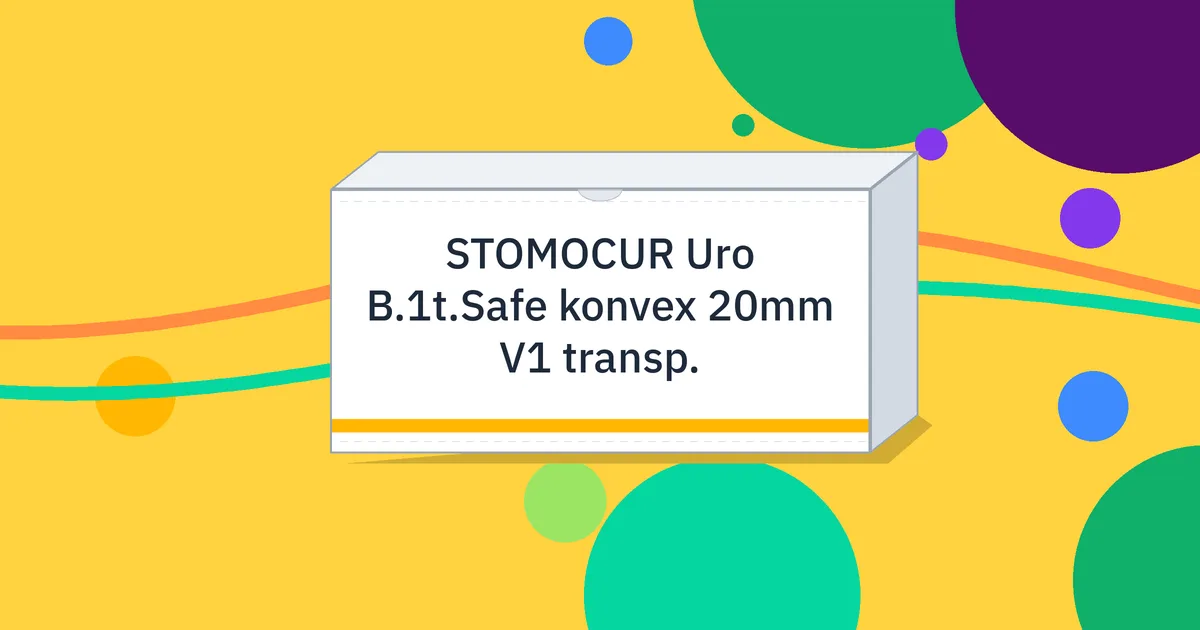 Symbolbild: Packung mit der Aufschrift STOMOCUR Uro B.1t.Safe konvex 20mm V1 transp. (PZN 16622488) – Verfügbarkeit und Bezug in Apotheken in Frankfurt am Main