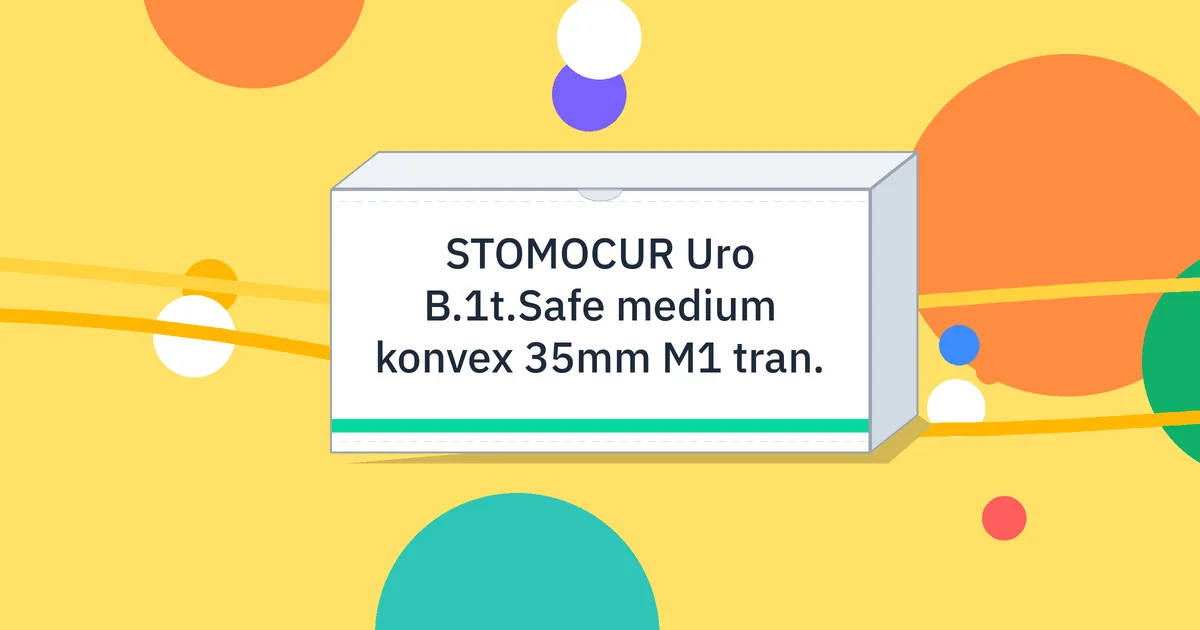 Symbolbild: Packung mit der Aufschrift STOMOCUR Uro B.1t.Safe medium konvex 35mm M1 tran. (PZN 17557735) – Verfügbarkeit und Bezug in Apotheken in Frankfurt am Main