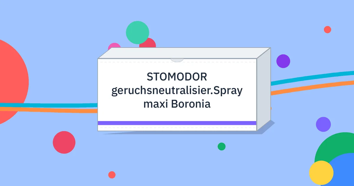 Symbolbild: Packung mit der Aufschrift STOMODOR geruchsneutralisier.Spray maxi Boronia (PZN 17866258) – Verfügbarkeit und Bezug in Apotheken in Frankfurt am Main