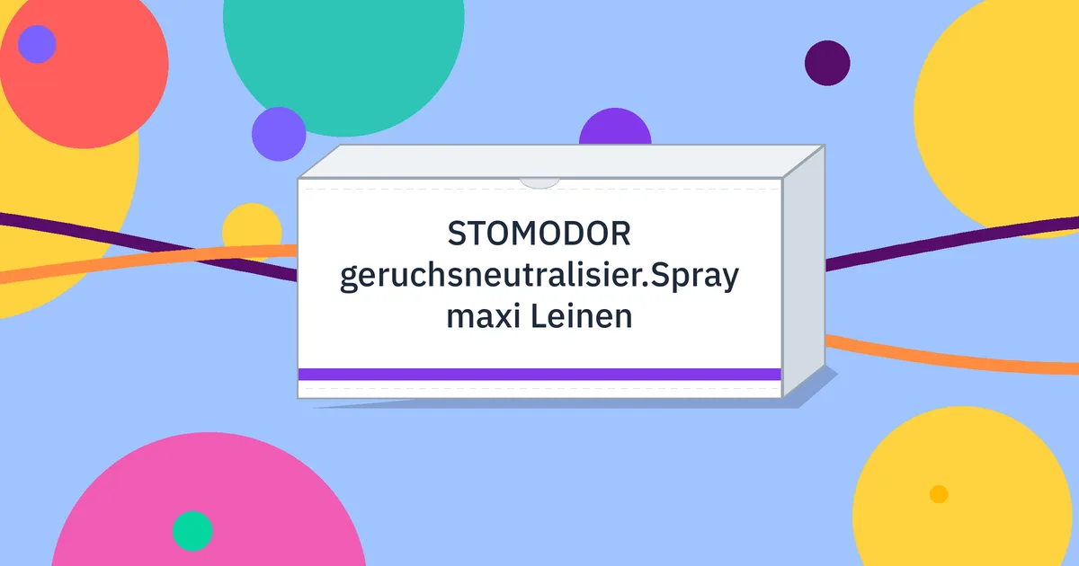 Symbolbild: Packung mit der Aufschrift STOMODOR geruchsneutralisier.Spray maxi Leinen (PZN 17866241) – Verfügbarkeit und Bezug in Apotheken in Frankfurt am Main