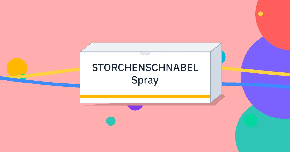 Symbolbild: Packung mit der Aufschrift STORCHENSCHNABEL Spray (PZN 11874067) – Verfügbarkeit und Bezug in Apotheken in Frankfurt am Main
