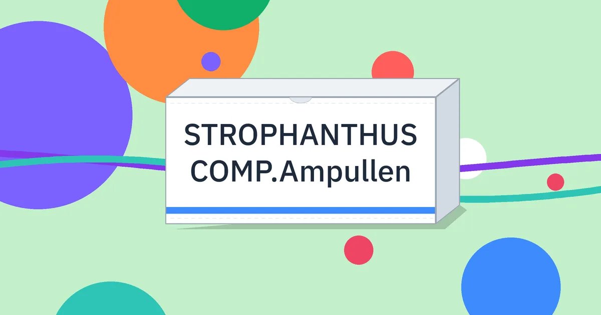 Symbolbild: Packung mit der Aufschrift STROPHANTHUS COMP.Ampullen (PZN 01752239) – Verfügbarkeit und Bezug in Apotheken in Frankfurt am Main