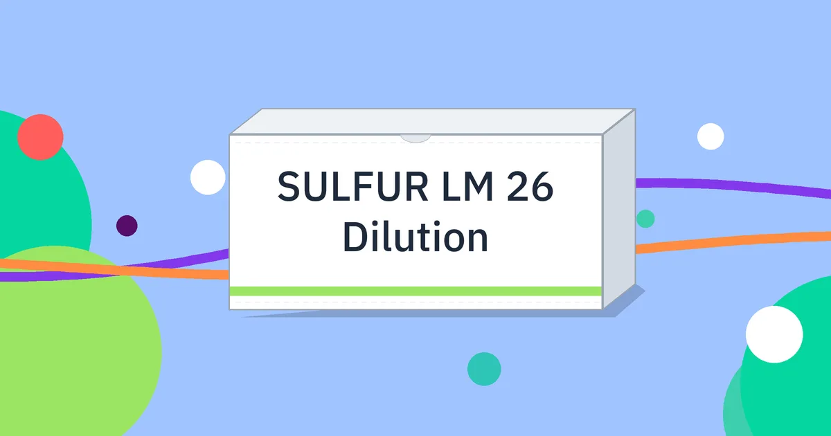 Symbolbild: Packung mit der Aufschrift SULFUR LM 26 Dilution (PZN 13210093) – Verfügbarkeit und Bezug in Apotheken in Frankfurt am Main