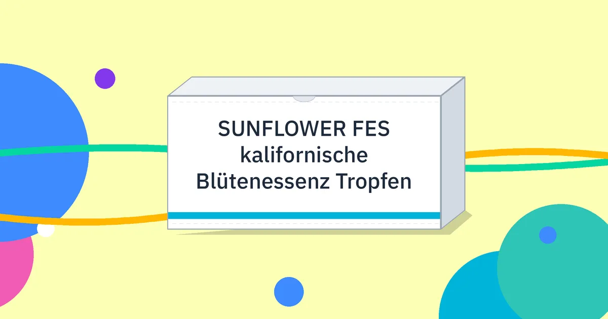 Symbolbild: Packung mit der Aufschrift SUNFLOWER FES kalifornische Blütenessenz Tropfen (PZN 09172872) – Verfügbarkeit und Bezug in Apotheken in Frankfurt am Main