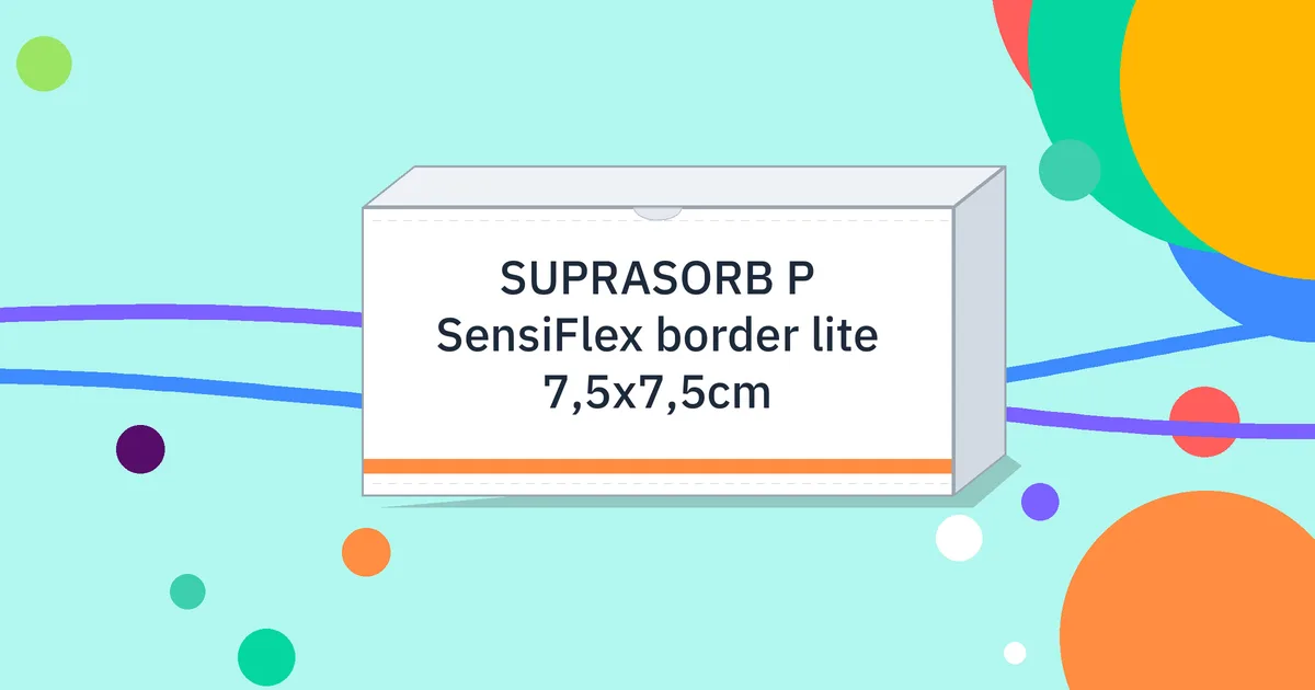 Symbolbild: Packung mit der Aufschrift SUPRASORB P SensiFlex border lite 7,5x7,5cm (PZN 20852685) – Verfügbarkeit und Bezug in Apotheken in Frankfurt am Main