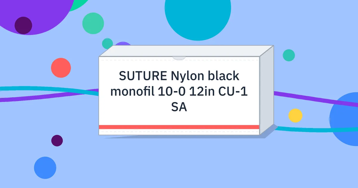 Symbolbild: Packung mit der Aufschrift SUTURE Nylon black monofil 10-0 12in CU-1 SA (PZN 19525461) – Verfügbarkeit und Bezug in Apotheken in Frankfurt am Main