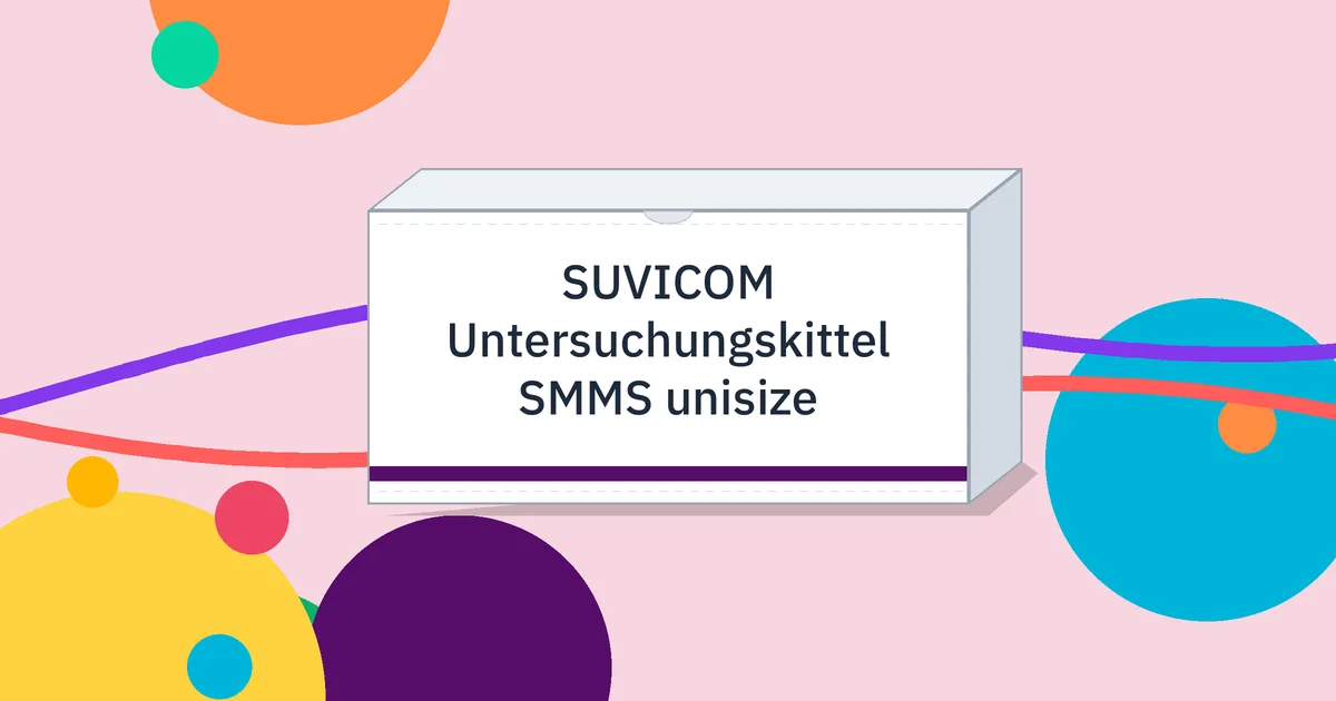 Symbolbild: Packung mit der Aufschrift SUVICOM Untersuchungskittel SMMS unisize (PZN 17539795) – Verfügbarkeit und Bezug in Apotheken in Frankfurt am Main