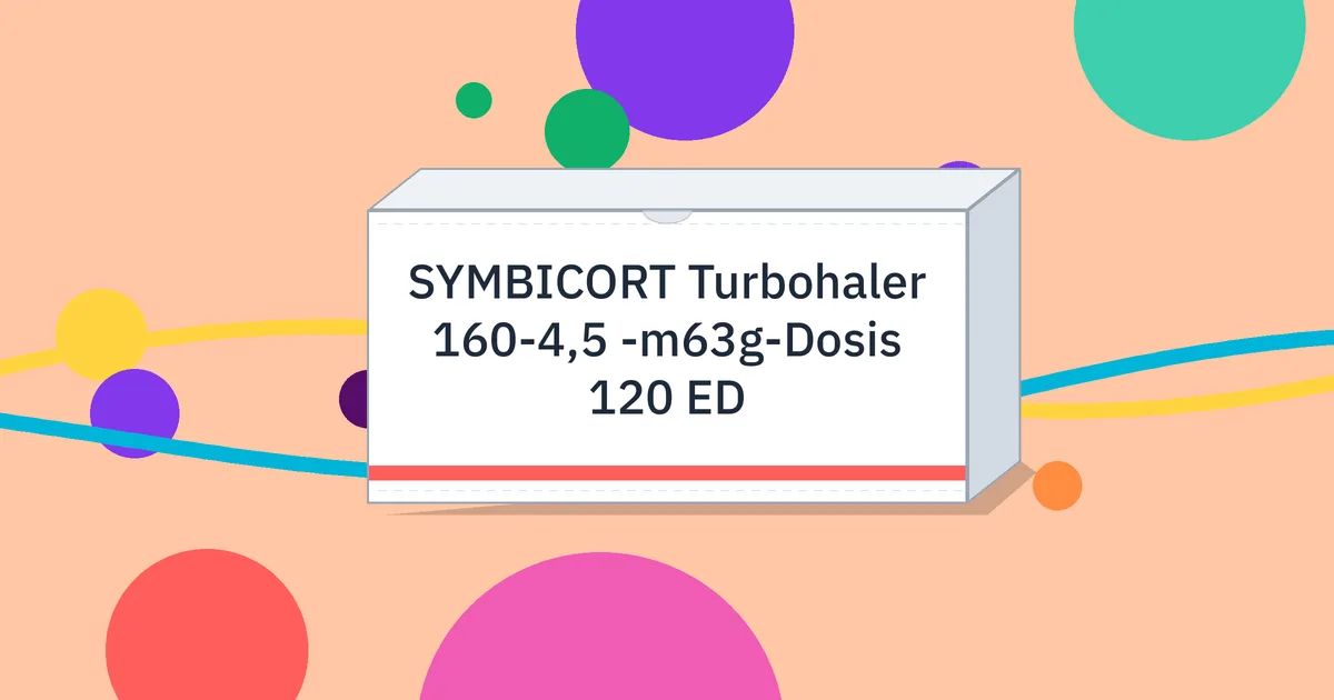 Symbolbild: Packung mit der Aufschrift SYMBICORT Turbohaler 160-4,5 -m63g-Dosis 120 ED (PZN 03652625) – Verfügbarkeit und Bezug in Apotheken in Frankfurt am Main