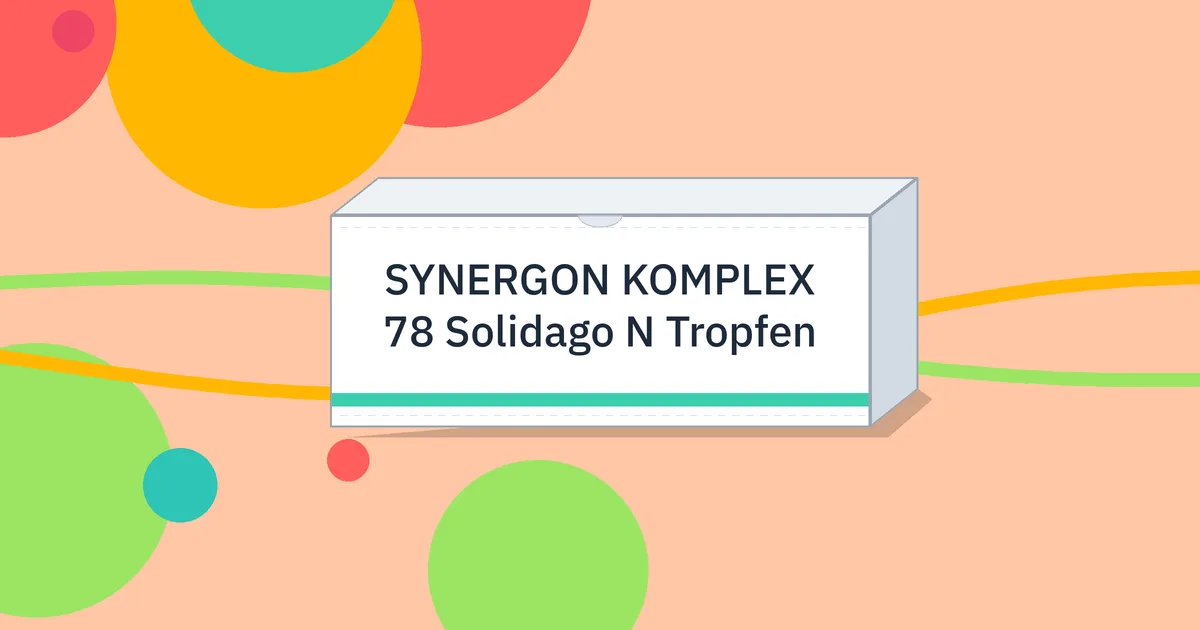 Symbolbild: Packung mit der Aufschrift SYNERGON KOMPLEX 78 Solidago N Tropfen (PZN 03574948) – Verfügbarkeit und Bezug in Apotheken in Frankfurt am Main